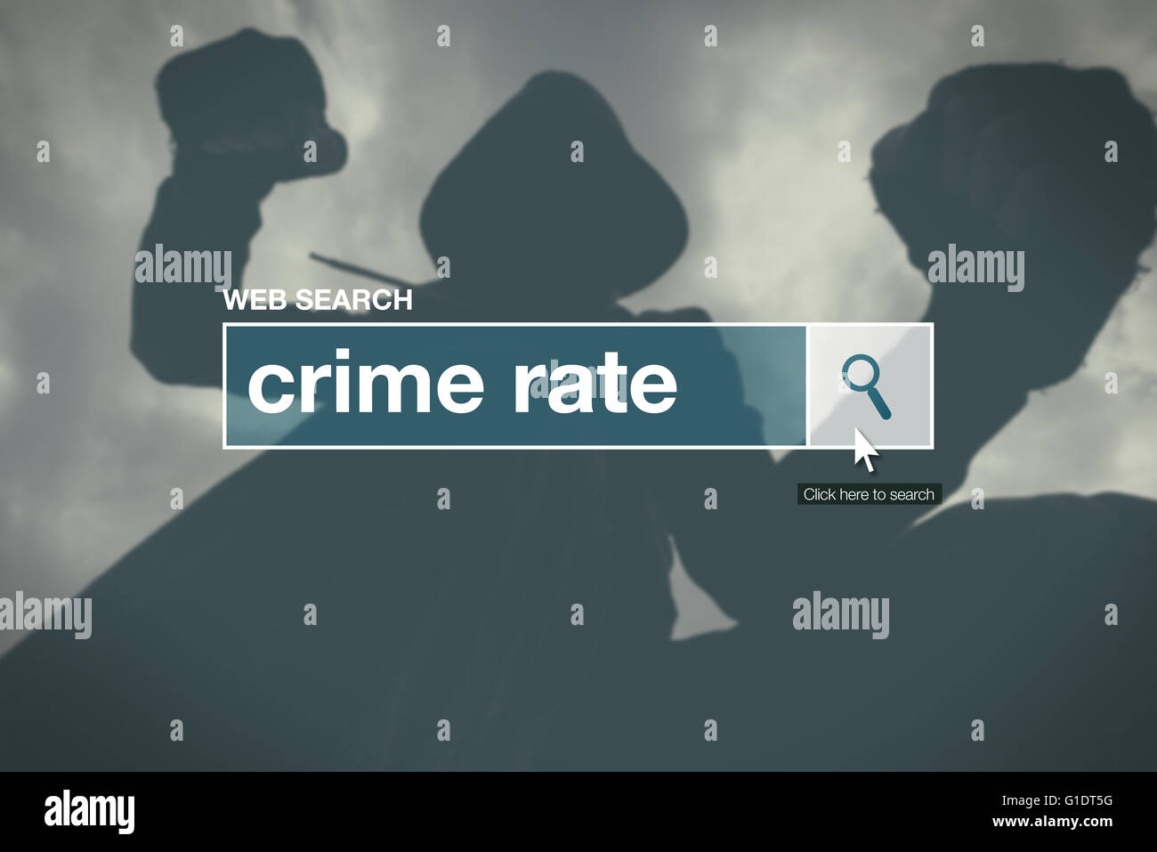 Crime rate web search bar glossary term on internet Stock Photo - Alamy