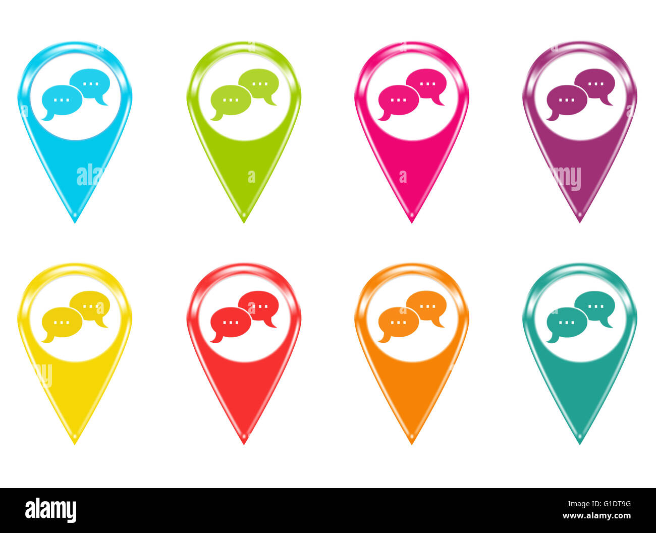 Set of icons or colored markers on maps with conversation symbol Stock ...