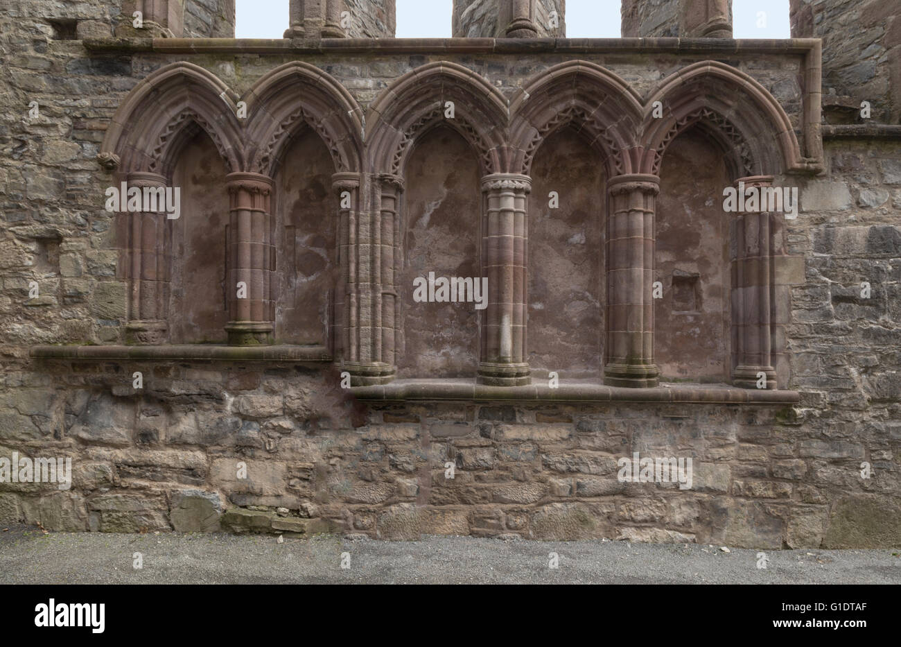 Sedilia (plural of Lat. sedile, seat) seats, made of stone, at Ardfert ...