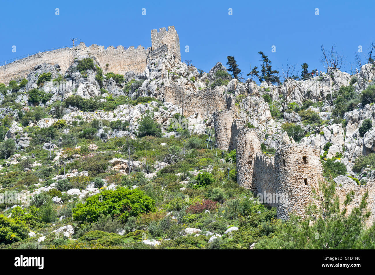 NORTH CYPRUS SAINT HILARION CASTLE WALLS AND TOWERS ON THE MOUNTAIN ...