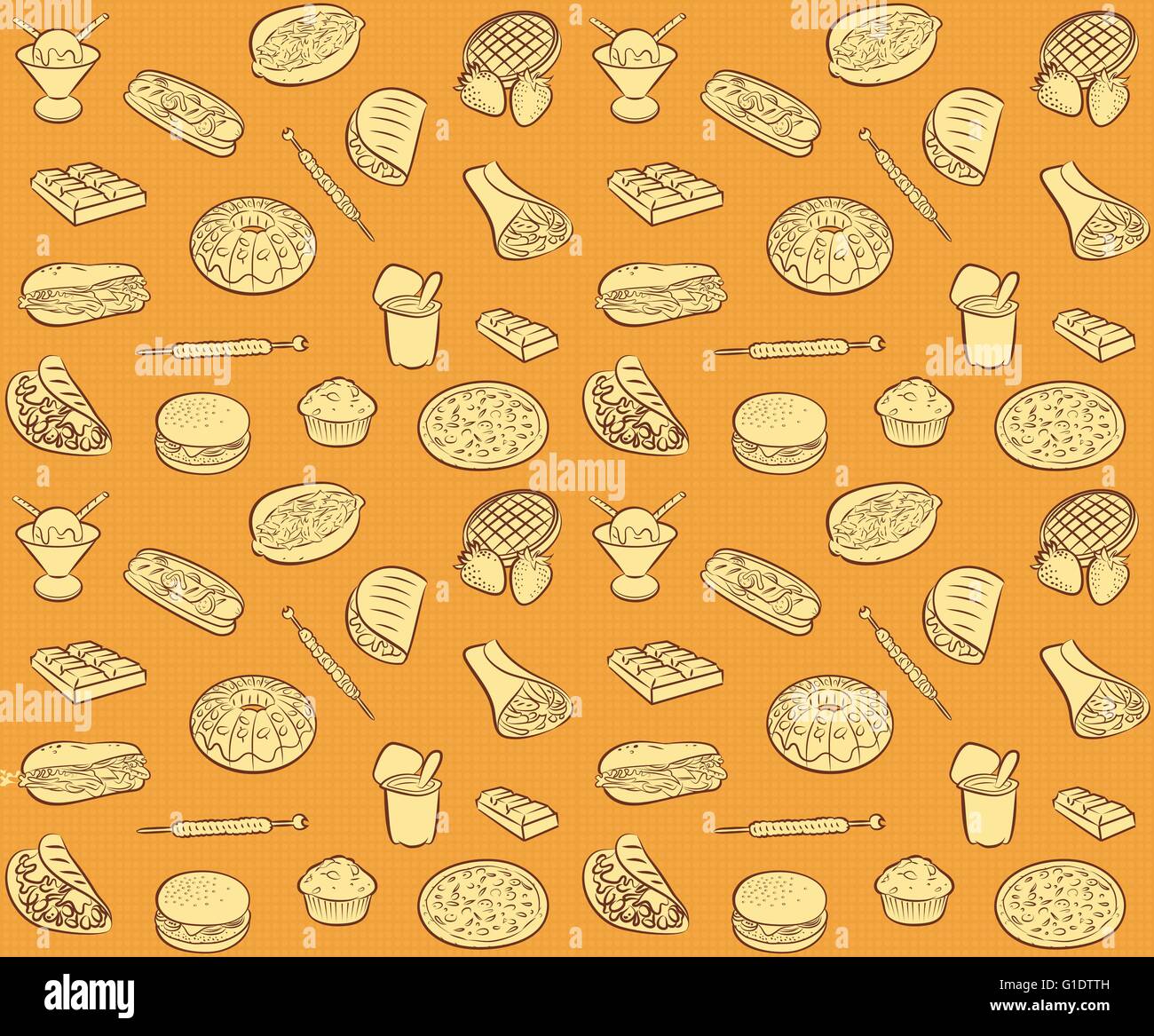 vector pattern of seamless background with fast food elements Stock ...
