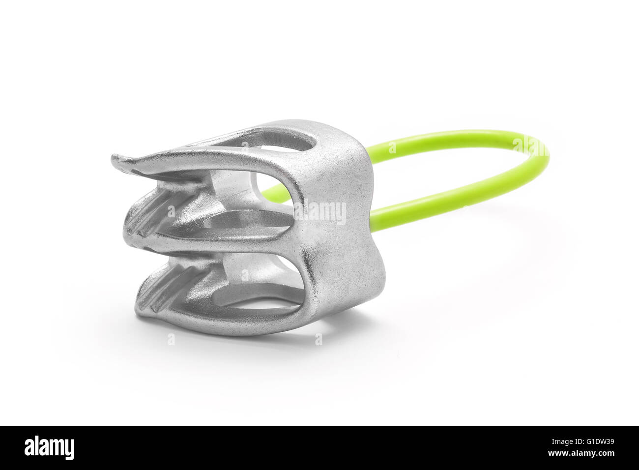 Belay atc rappel device isolated Stock Photo - Alamy