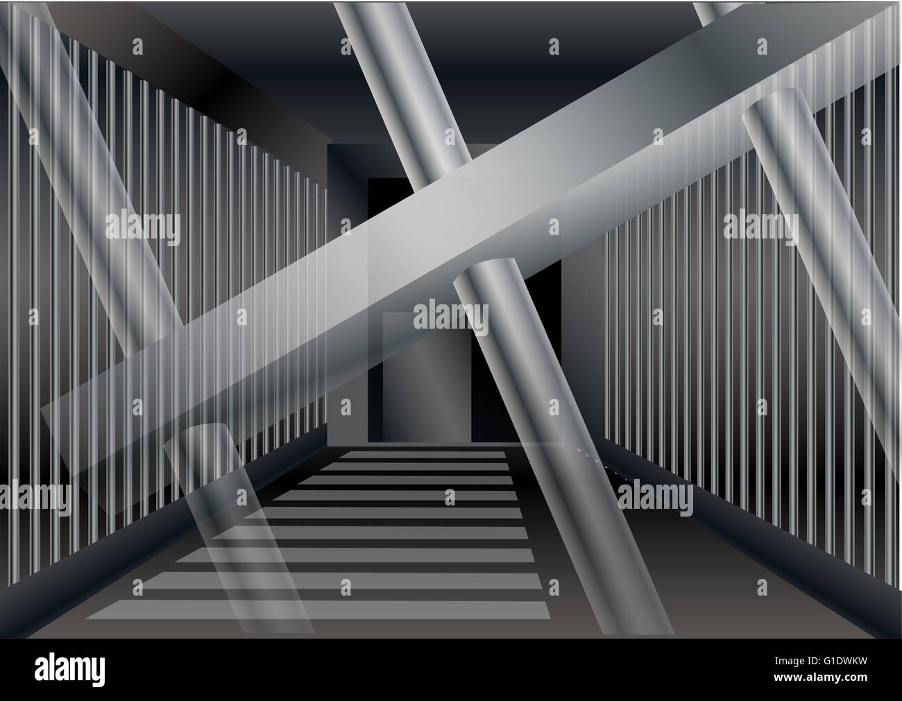 prison bars. Jail or prison cell, gray concrete room Stock Photo - Alamy