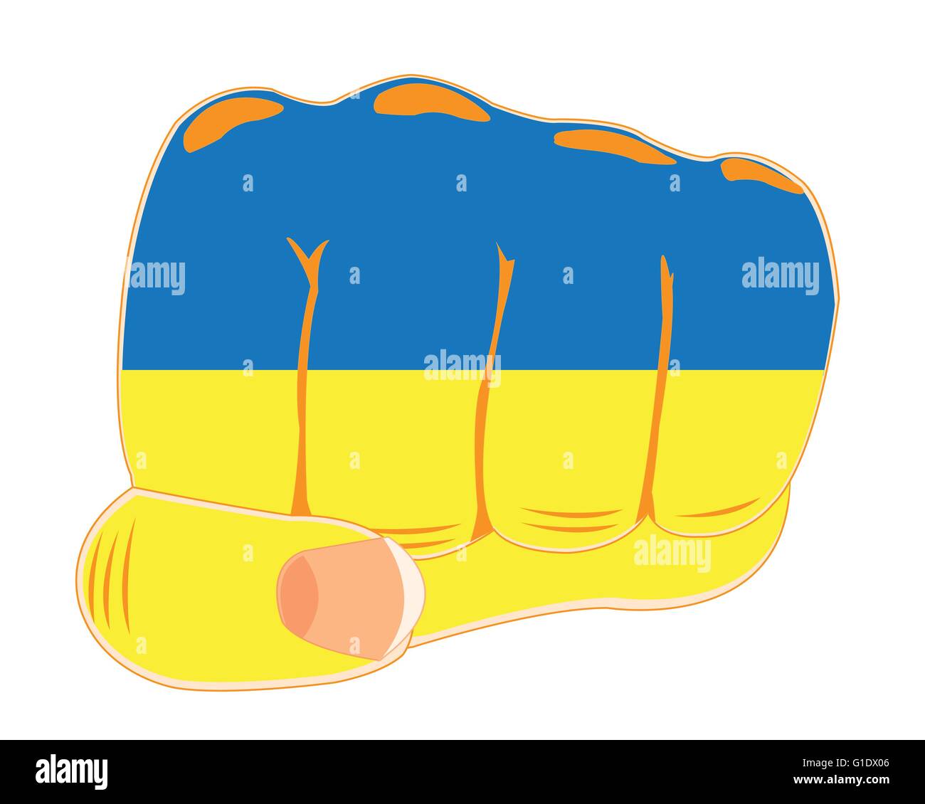 The Human fist painted state in flag ukraine.Vector illustration Stock ...