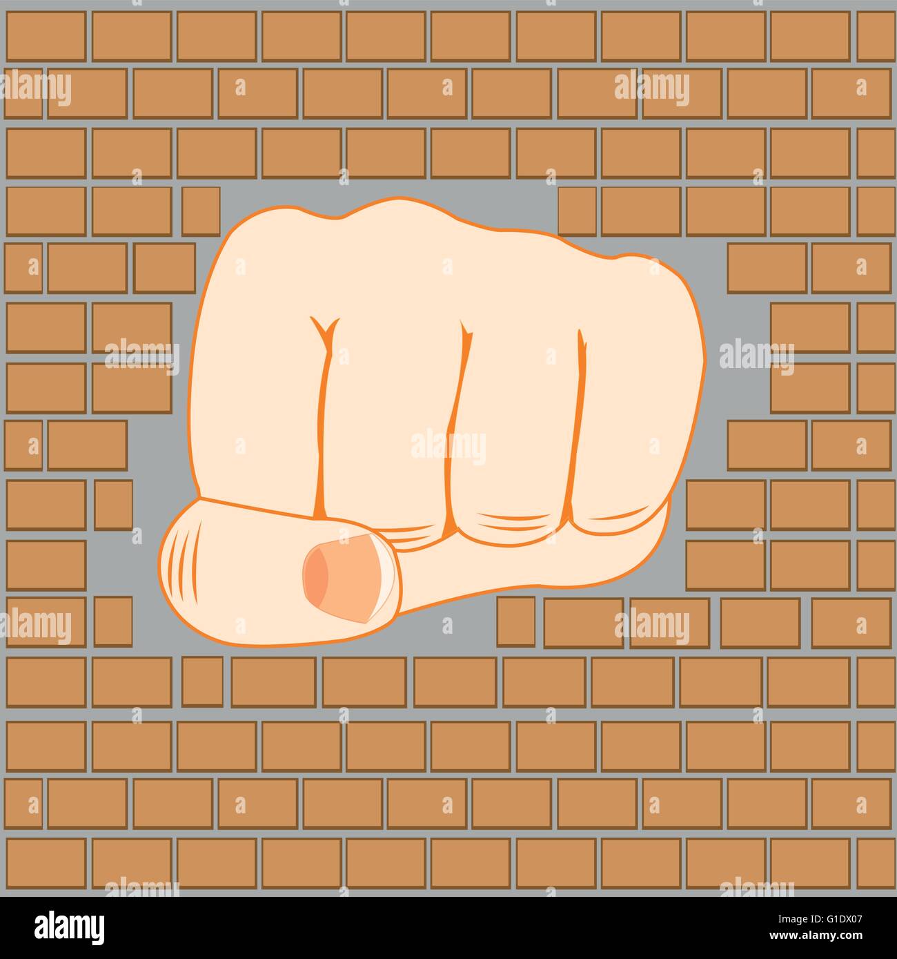 The Fist of the person breaking wall from brick.Vector illustration ...