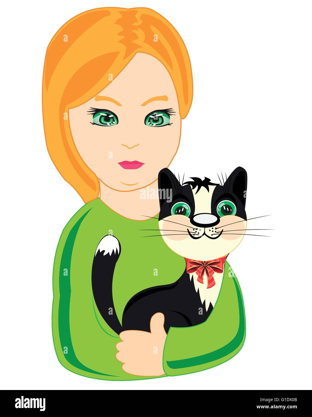 The Nice girl keeps the cat on hand.Vector illustration Stock Vector ...