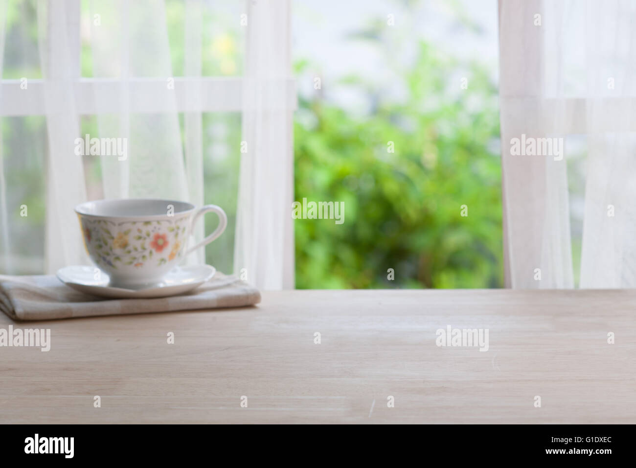 Wooden over summer window background Stock Photo - Alamy