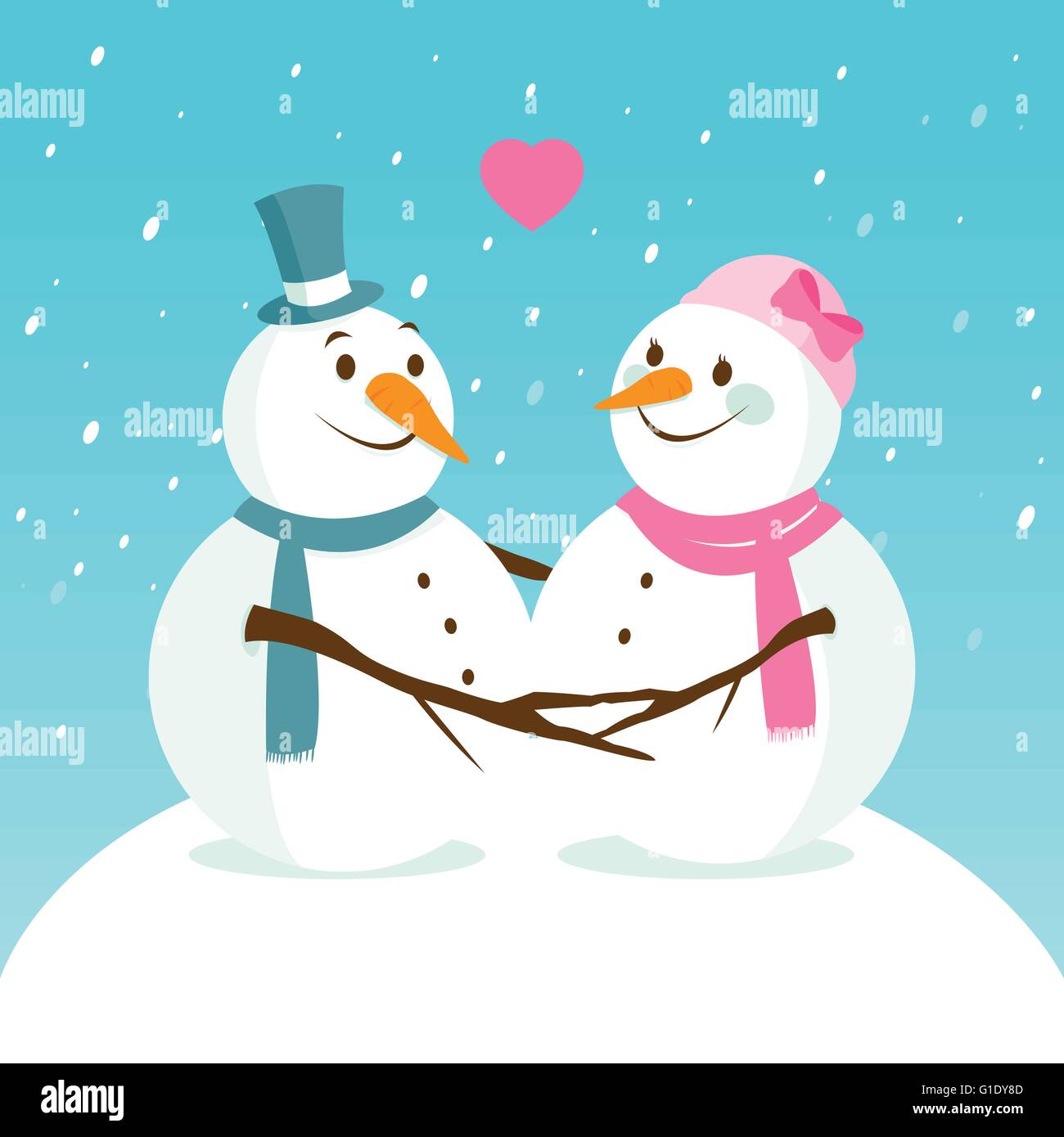 Snowman love Stock Vector Images - Alamy