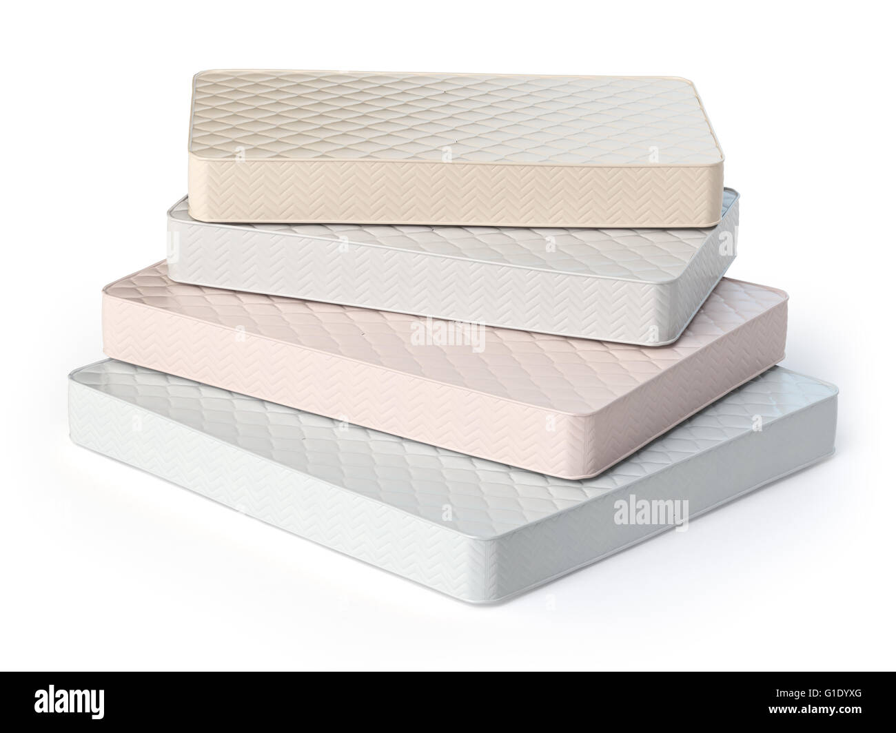 Mattress isolated on white background. Stack of orthopedic mattresses ...