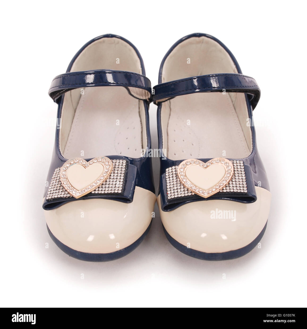 Blue girl shoes white background with soft shadow. Clipping path Stock ...