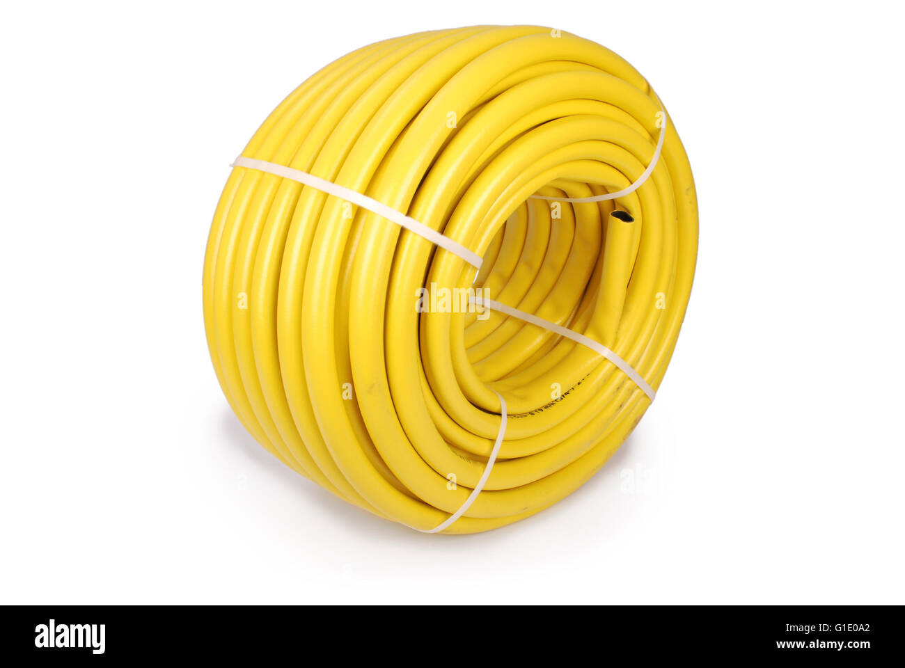 Garden water hose rolled up in a tangle isolated on white Stock Photo ...