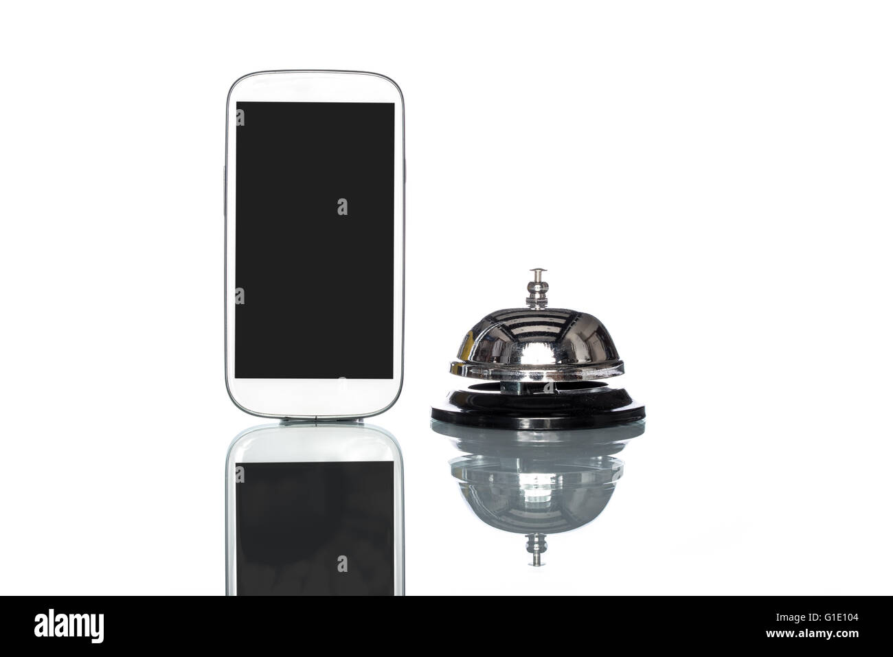 cell phone and Service bell on white background Stock Photo - Alamy