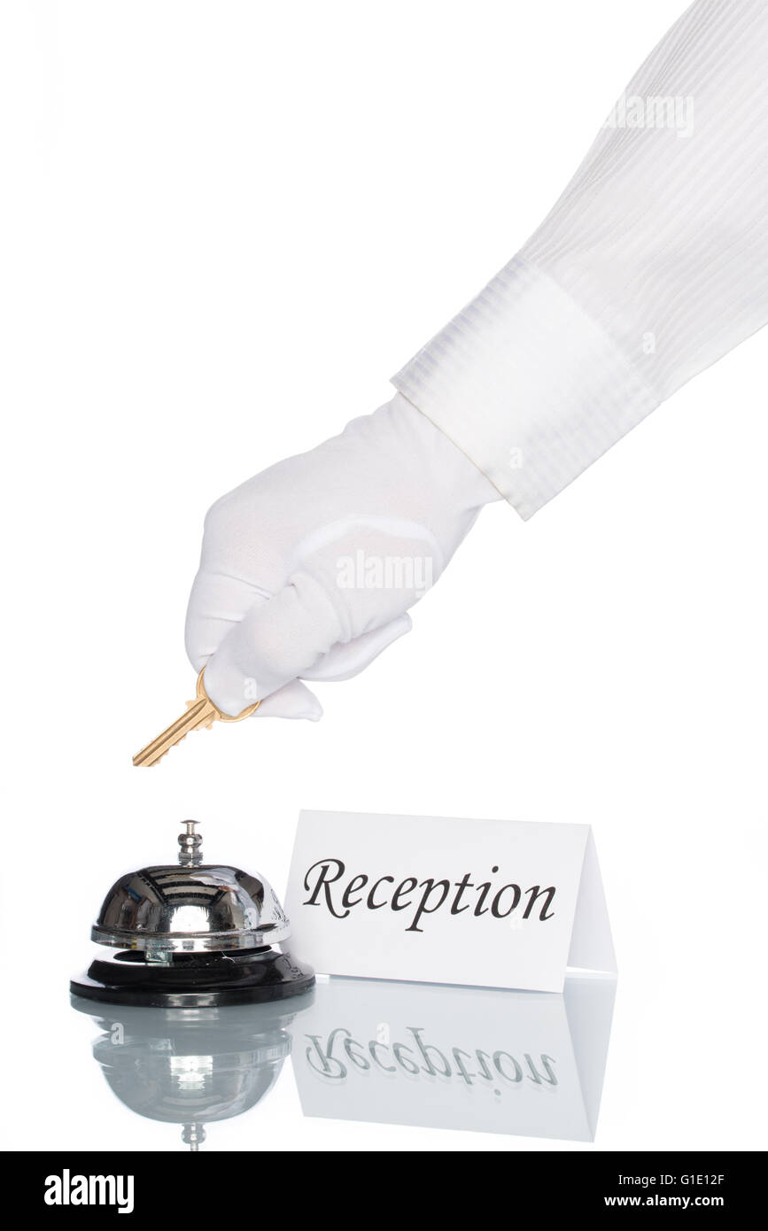 Service bell on the reception desk with white background Stock Photo ...