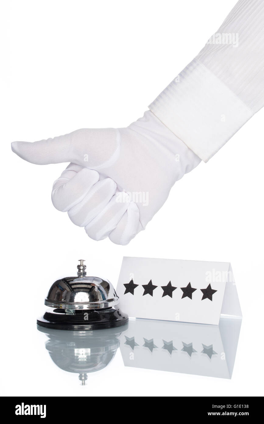 Service bell on the Check in desk with white background, star shap ...