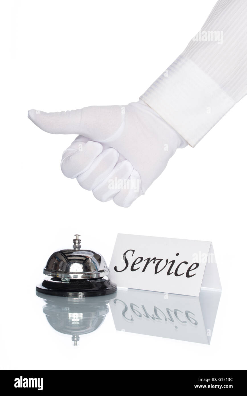 Service bell on the Check in desk with white background, good service ...