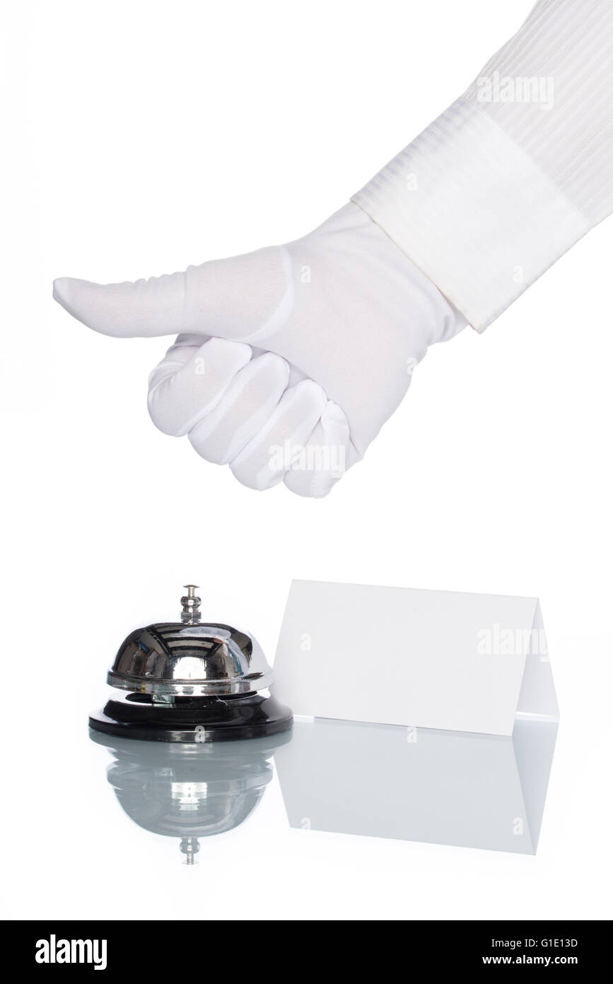 Service bell on the Check in desk with white background, good service ...