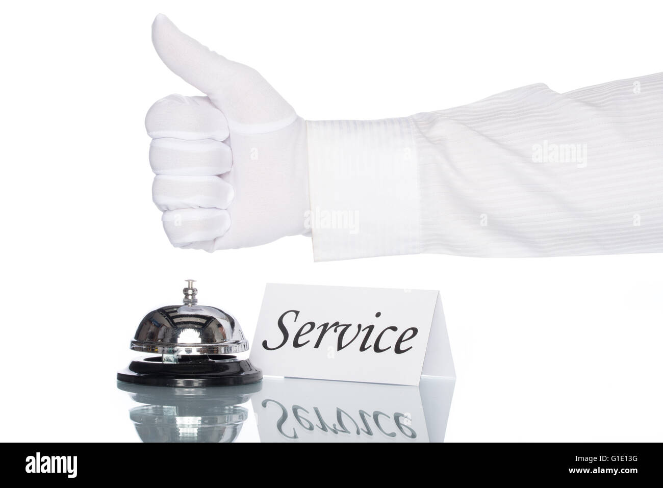 Service bell on the Check in desk with white background, good service ...