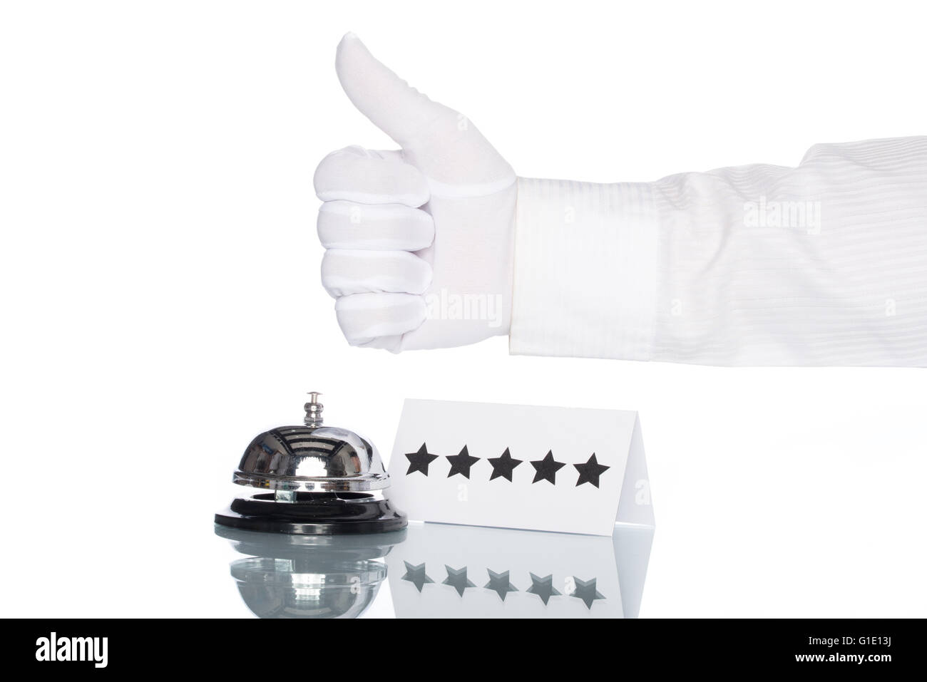 Service bell on the Check in desk with white background, star shap ...