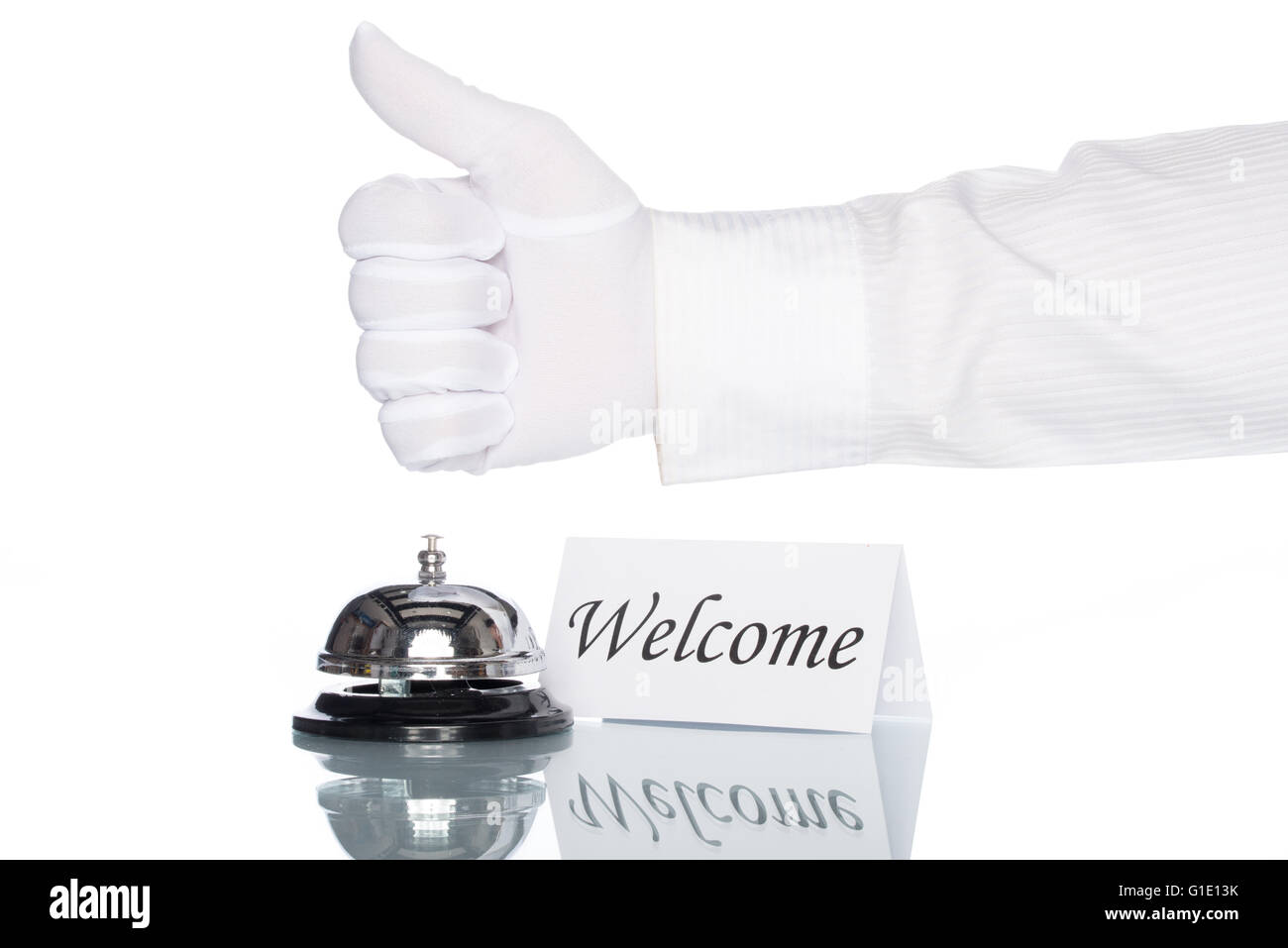 Service bell on the Check in desk with white background, welcome Stock ...