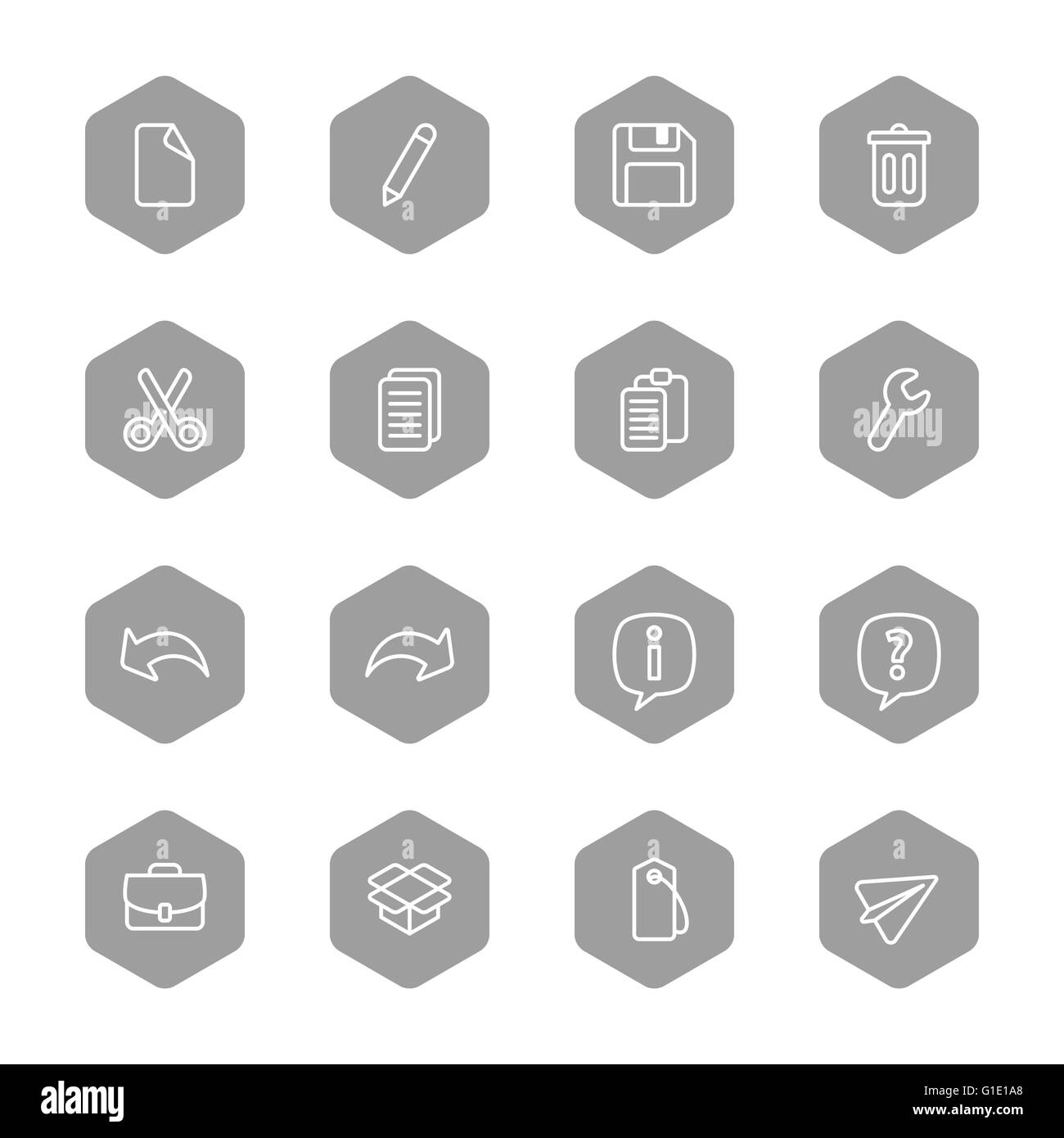 [JPEG] line web icon set on gray hexagon for web design, UI ...