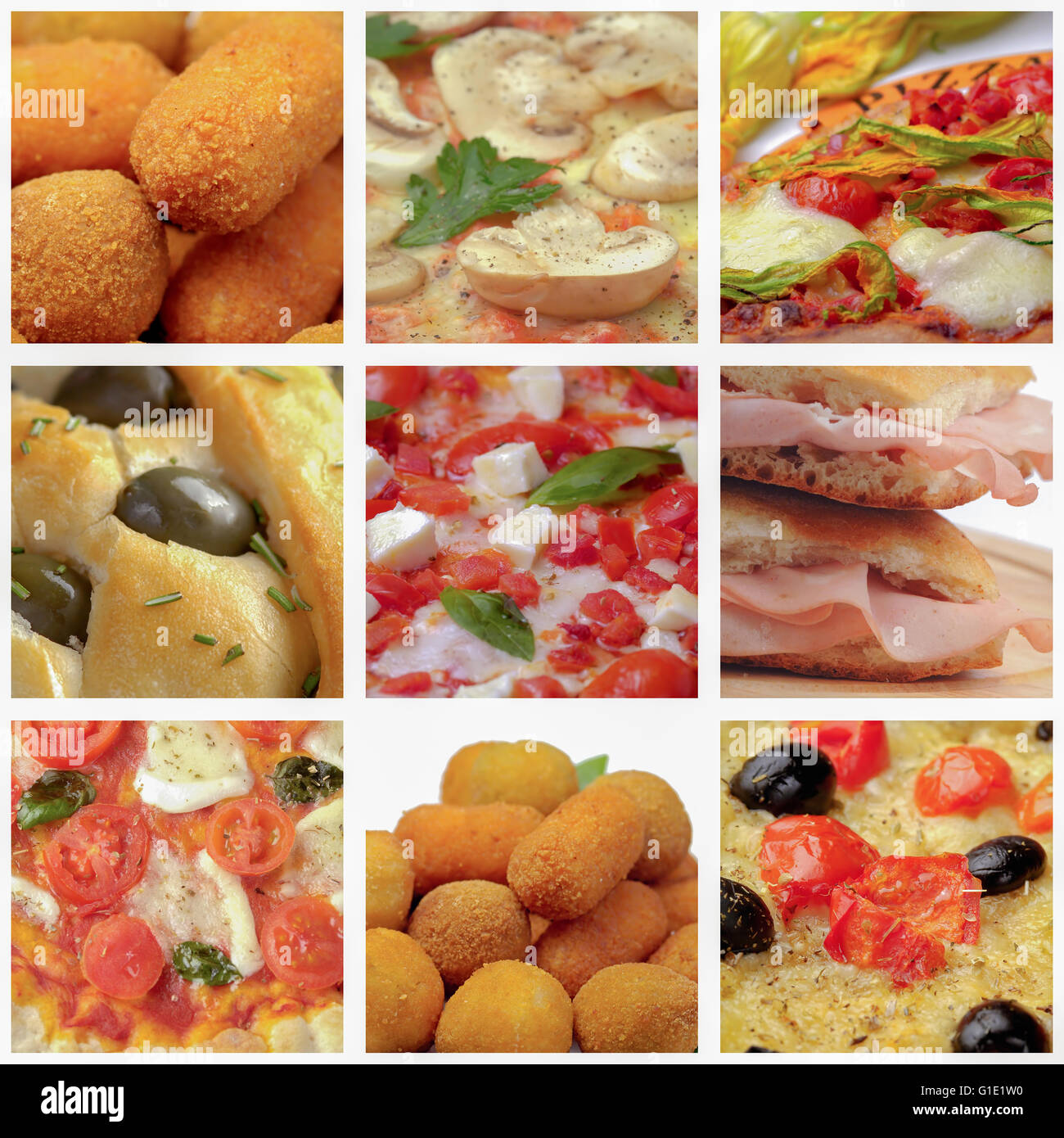 Collage of traditional italian pizza and suppli Stock Photo - Alamy