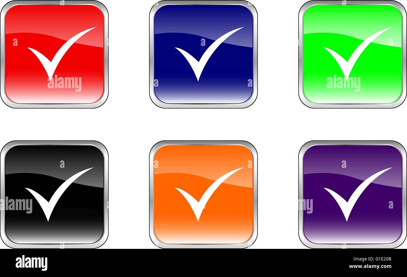 Buttons check symbol on a white background. Vector illustration Stock ...