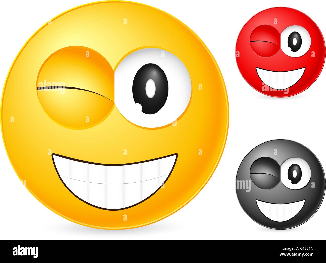 Happy wink emoticon icon hi-res stock photography and images - Alamy