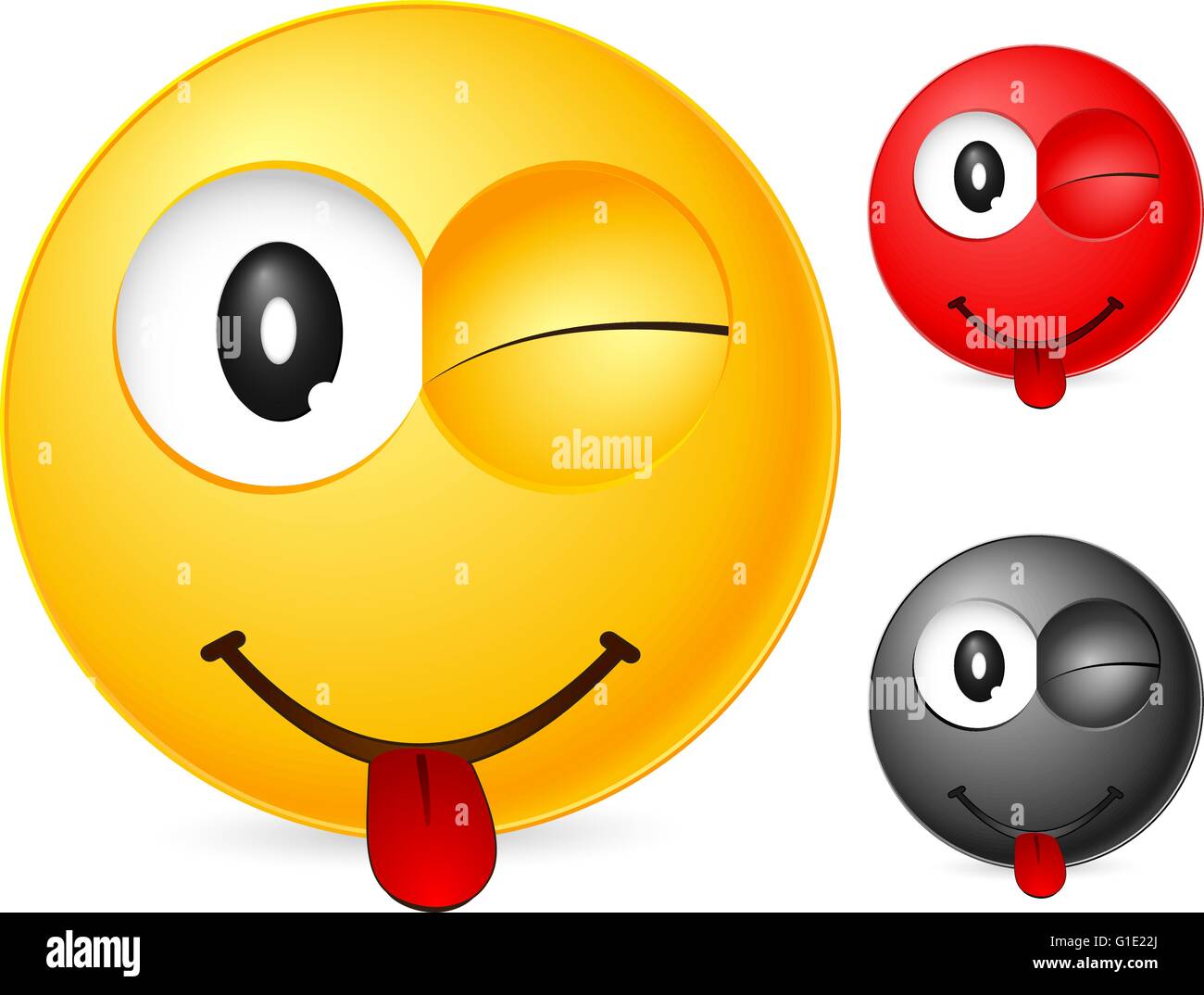 Happy wink emoticon icon hi-res stock photography and images - Alamy