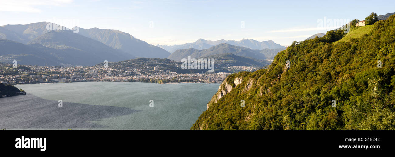 The bay of Lugano from Mount Bre above the City Stock Photo - Alamy