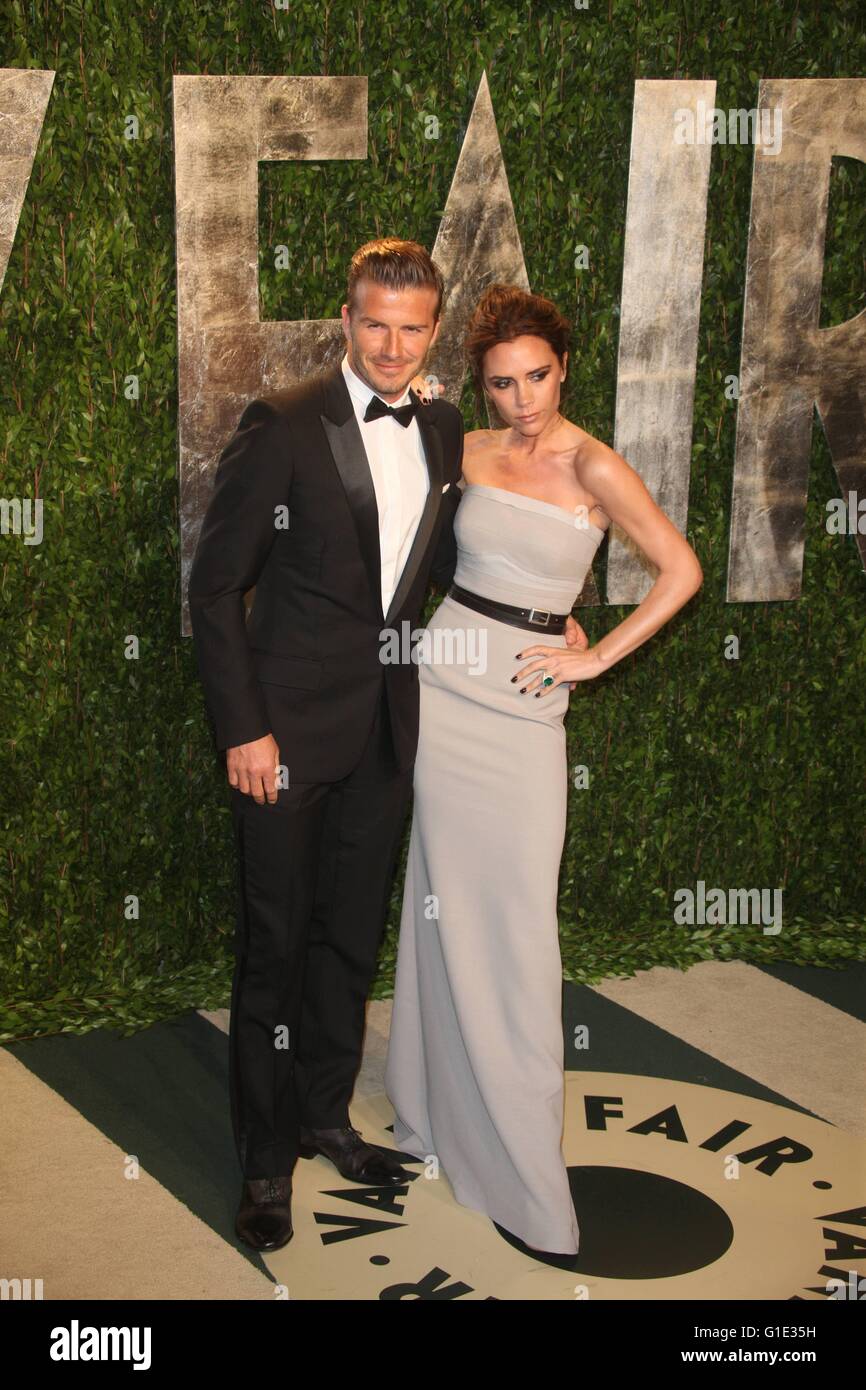 British soccer star David Beckham and his wife Victoria Beckham attend ...
