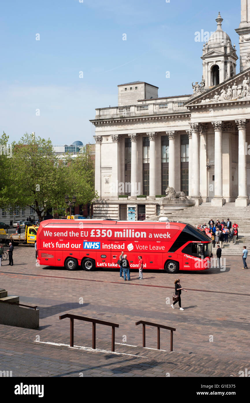 the brexit battle bus in guildhall square portsmouth england uk Stock ...