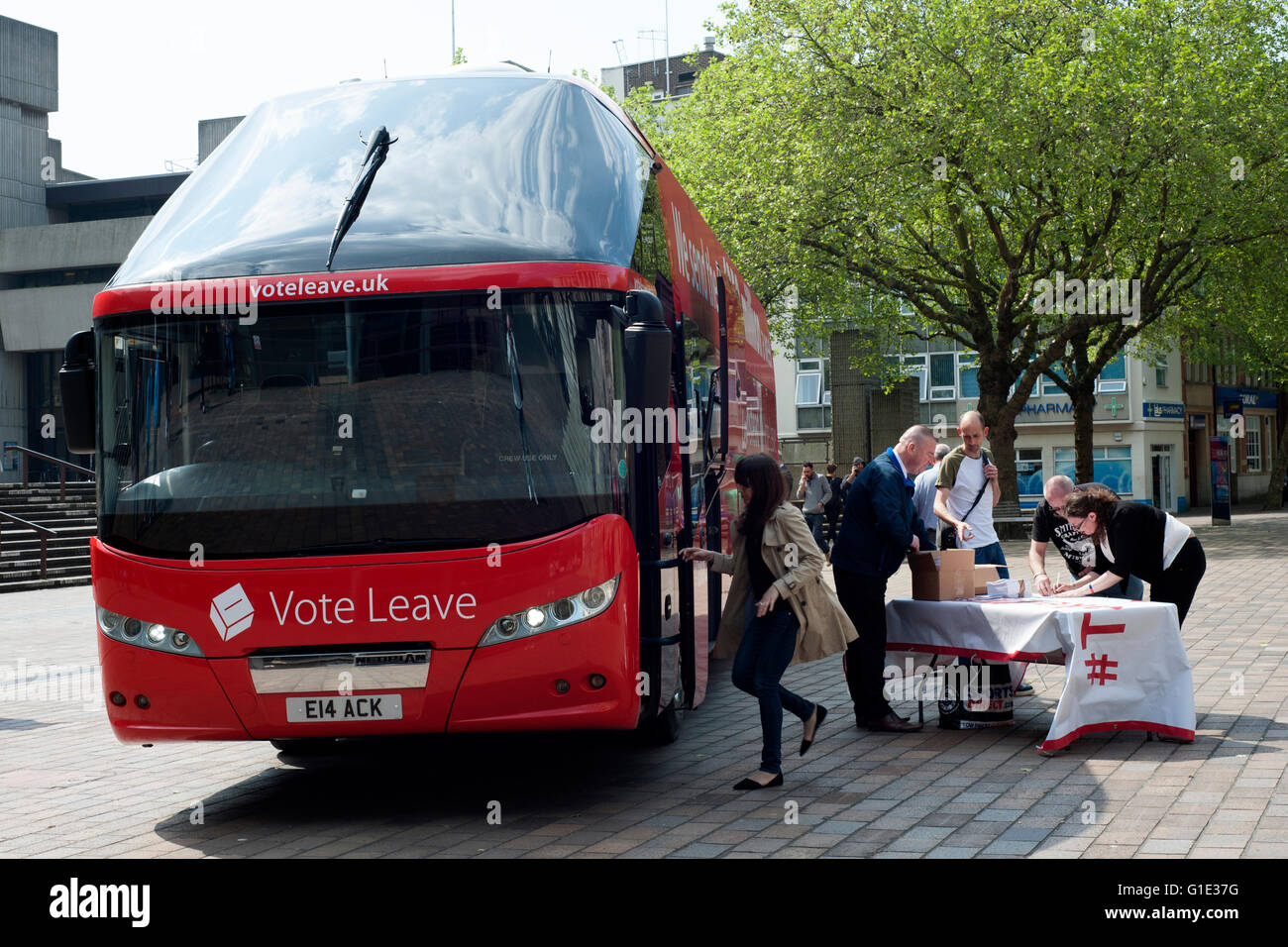 the brexit battle bus in guildhall square portsmouth england uk Stock ...