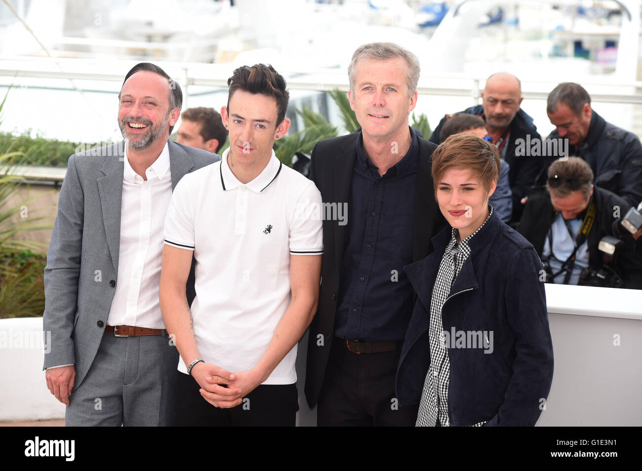 (L-R) French actor Jean-Luc Vincent, French actor Brandon Lavieville ...