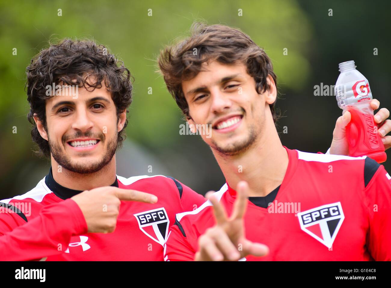 SAO PAULO, Brazil - 13/05/2015: TRAINING SPFC - Hudson and Rodrigo Caio ...