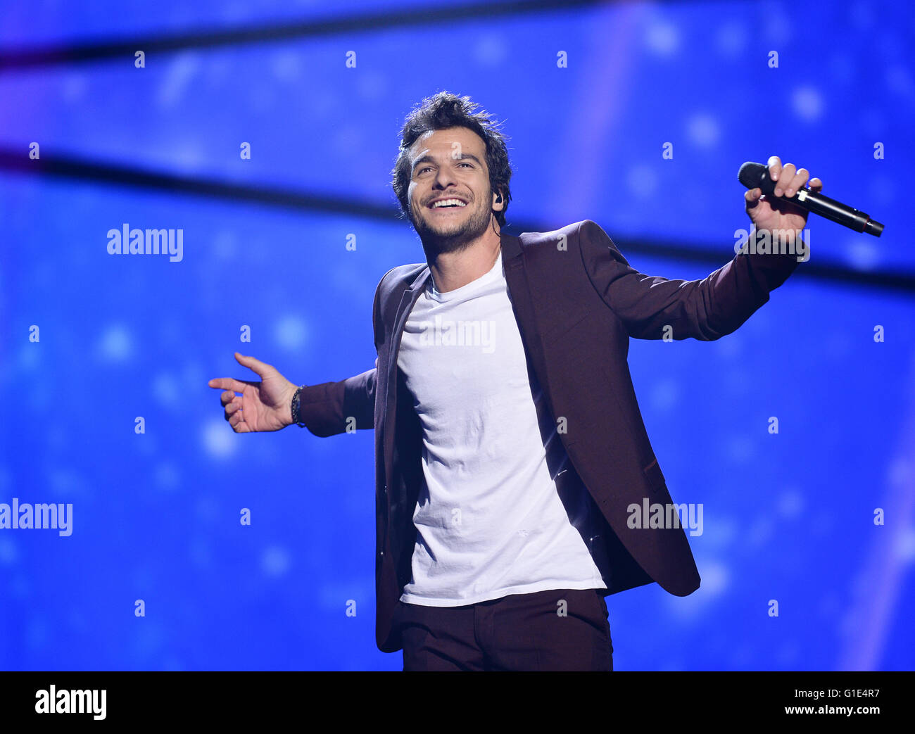 Stockholm, Sweden. 13th May, 2016. Amir representing France with "J'ai ...