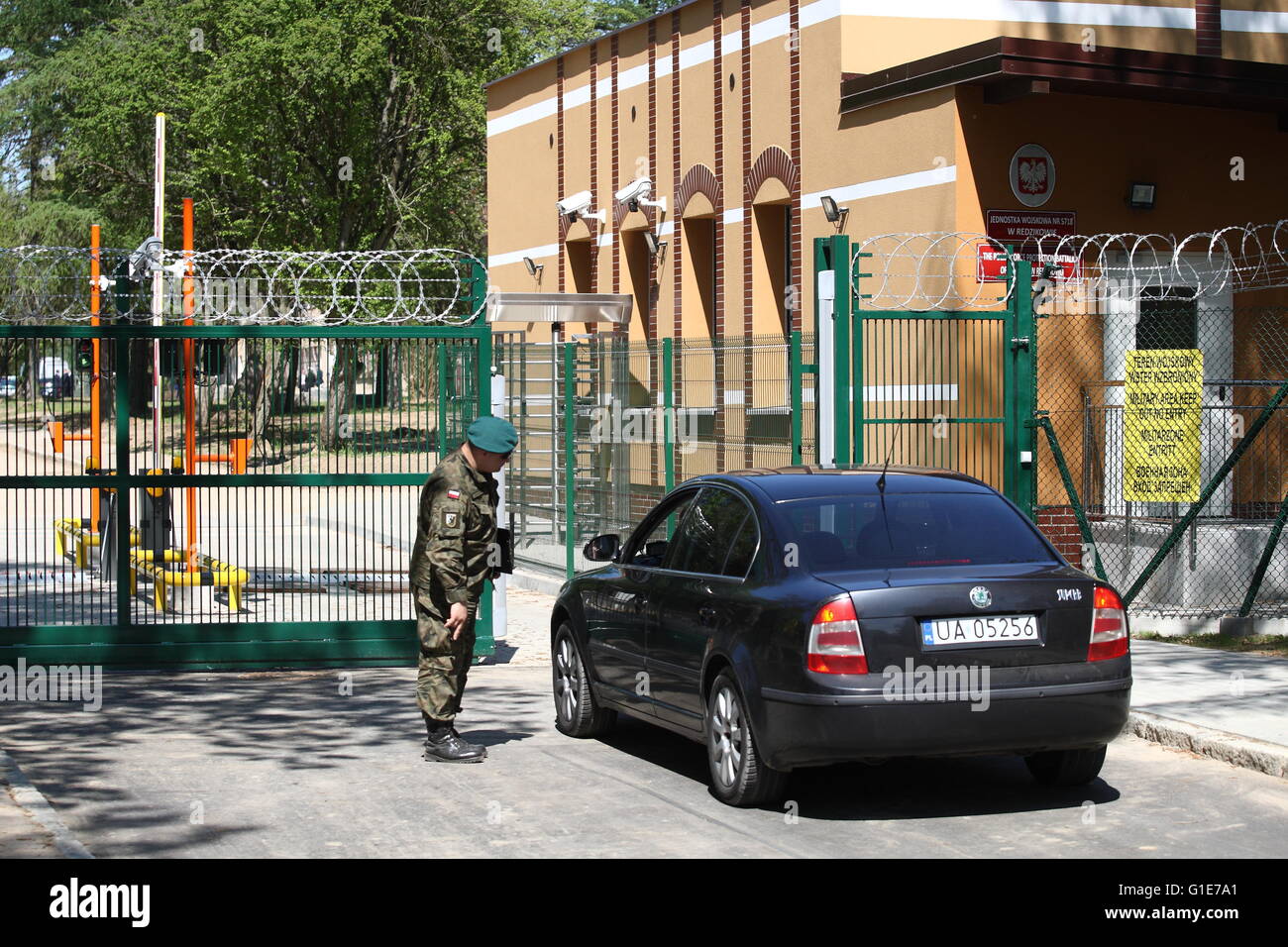 Redzikowo , Poland 13th, May 2016 Picket in front of Redzikowo military ...