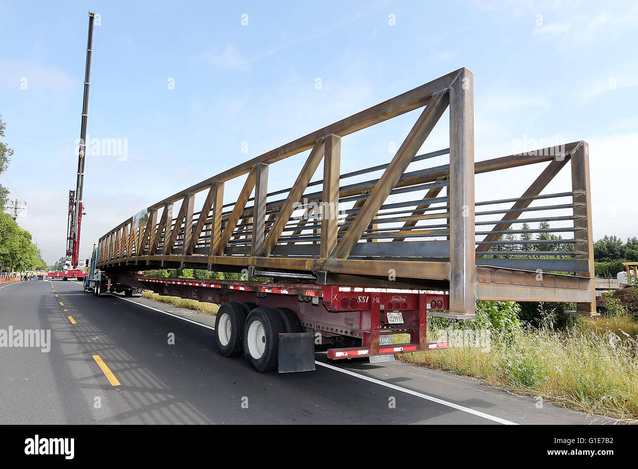 May 13, 2016 - Napa, CA, U.S. - A crane from Summit Crane in Vacaville ...