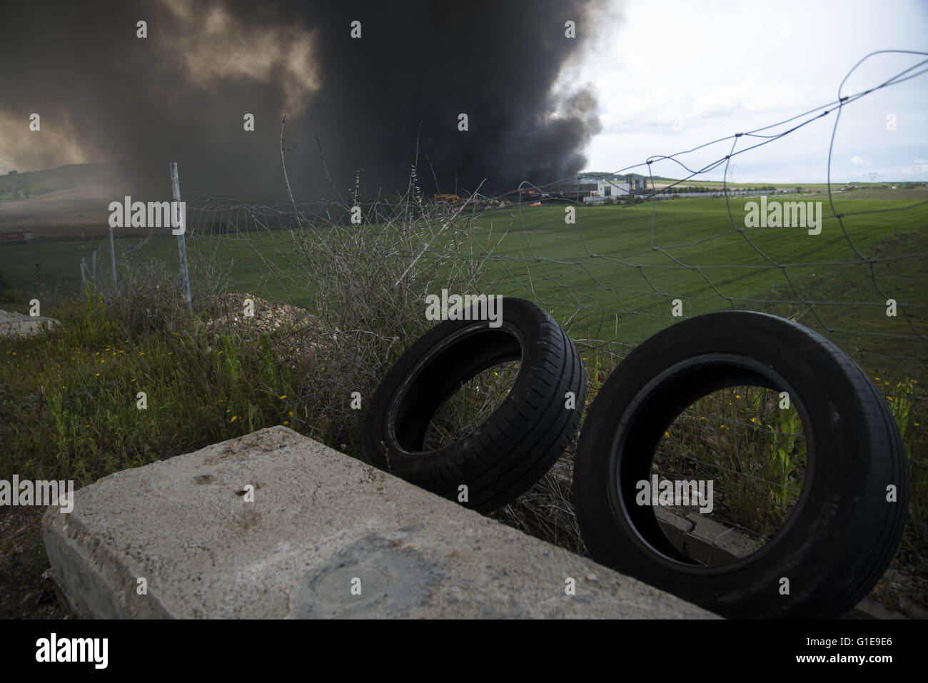 Madrid, Spain. 13th May, 2016. A fire, allegedly caused, fire a ...