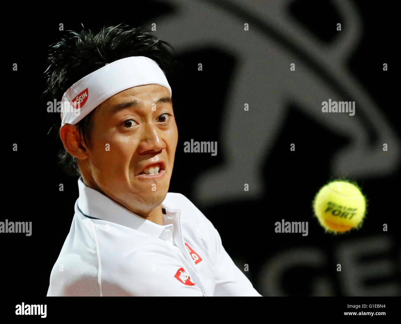 Kei Nishikori of Japan during the Quarter-final match of the Italian ...