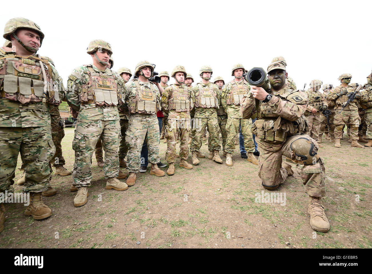 Tbilisi, Georgia. 14th May, 2016. Soldiers participate in the "Noble ...