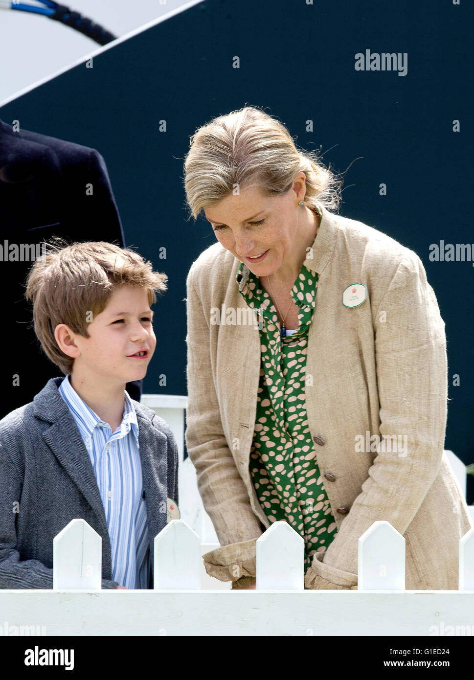 Windsor, UK. 14th May, 2016. Countess Sophie of Wessex and her son Lord ...