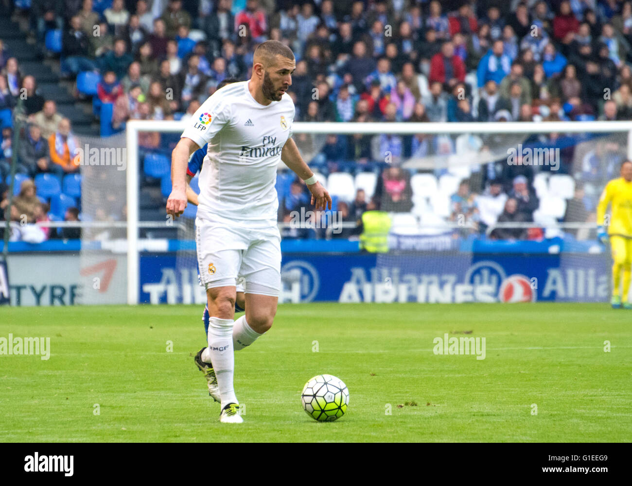 La Coruña, Spain. 14th May, 2016. Karim Benzema (forward, Real Madrid ...
