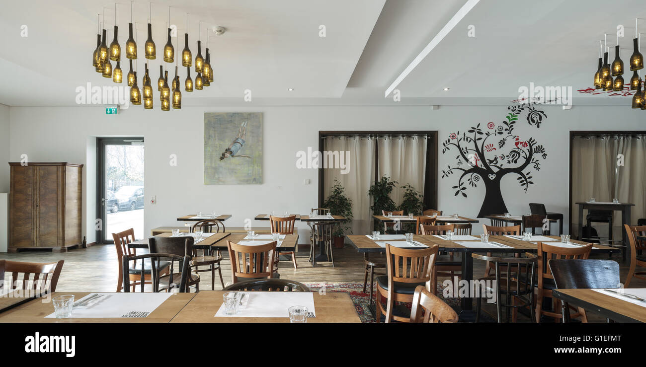 The Collegium Hungaricum in Berlin, Germany. Spacious cafe with wood ...