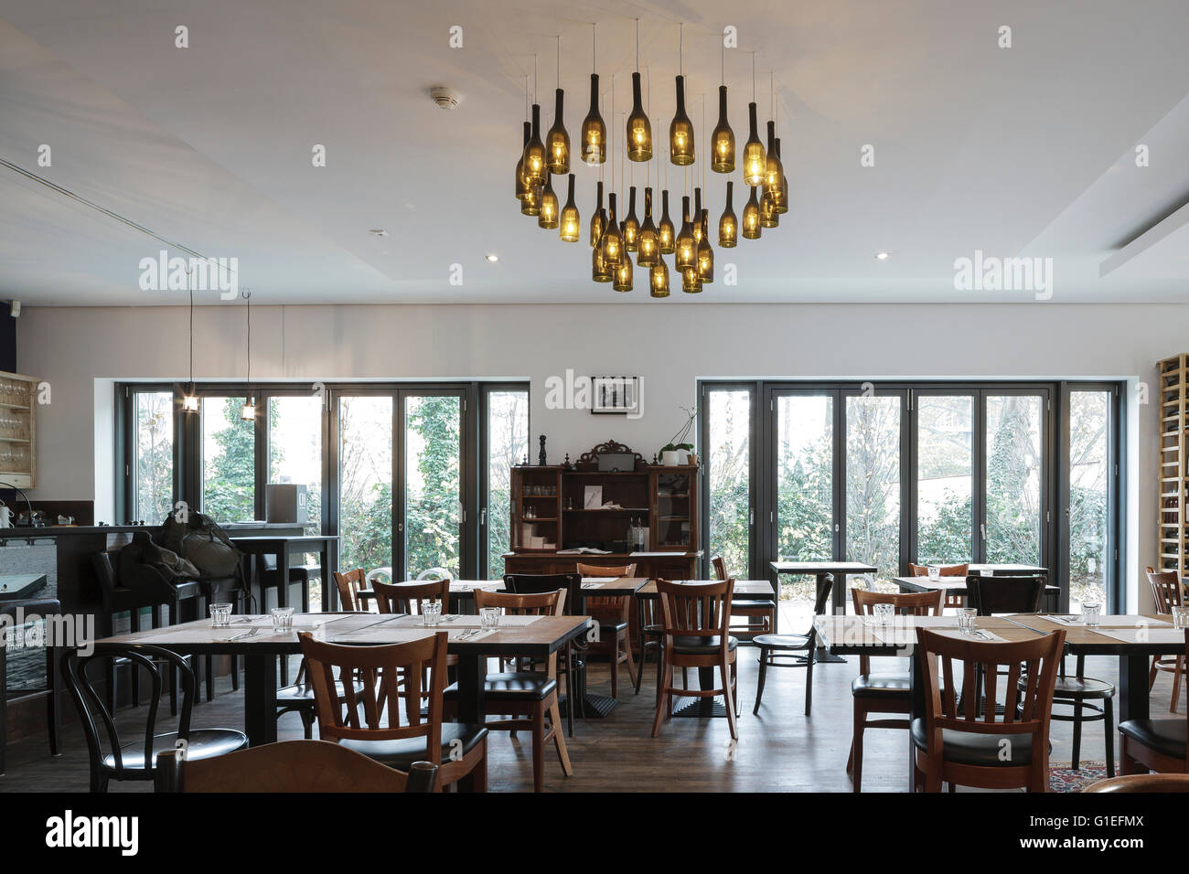 The Collegium Hungaricum in Berlin, Germany. Spacious cafe with wood ...