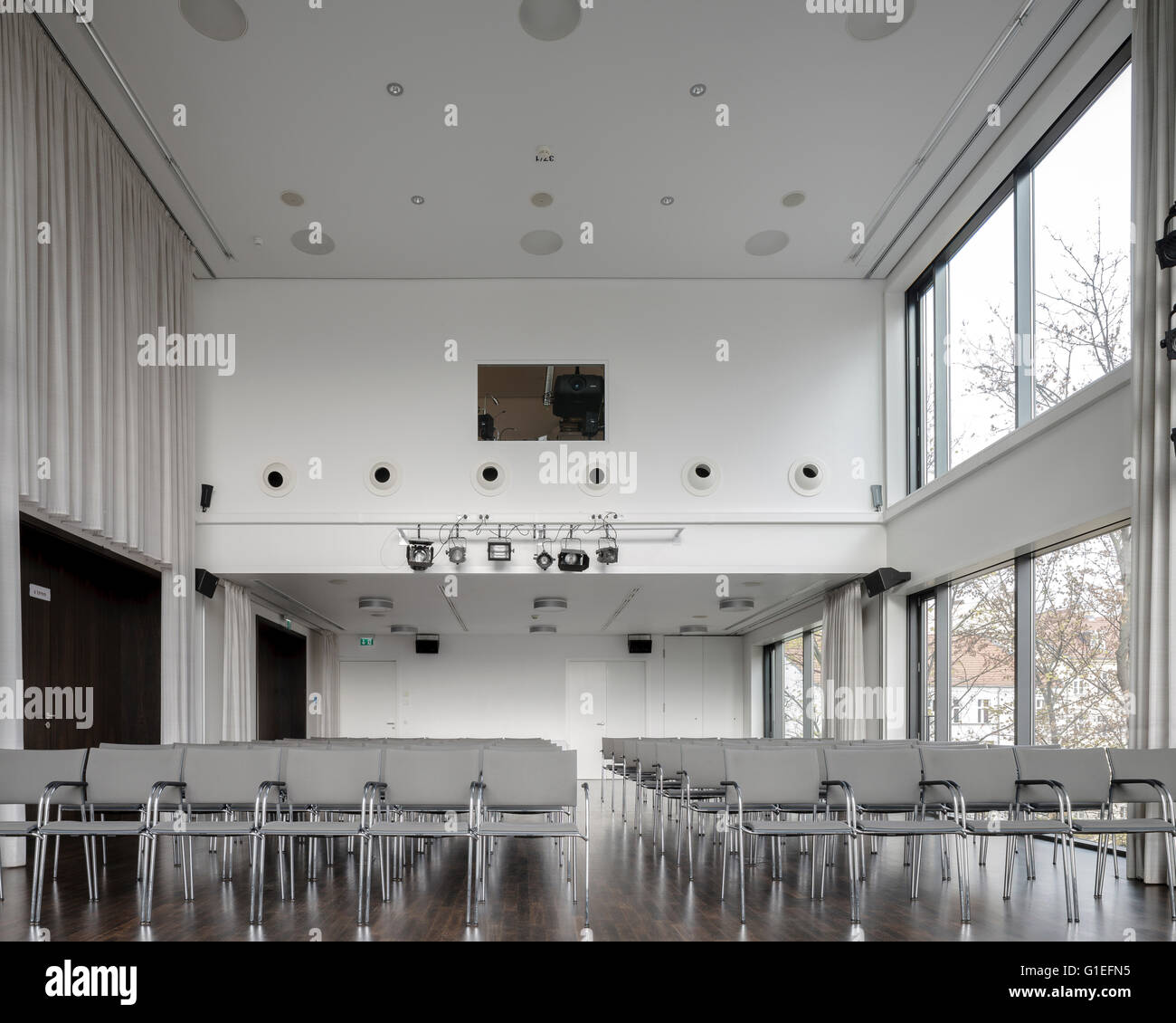 The Collegium Hungaricum in Berlin, Germany. View of a white modern ...
