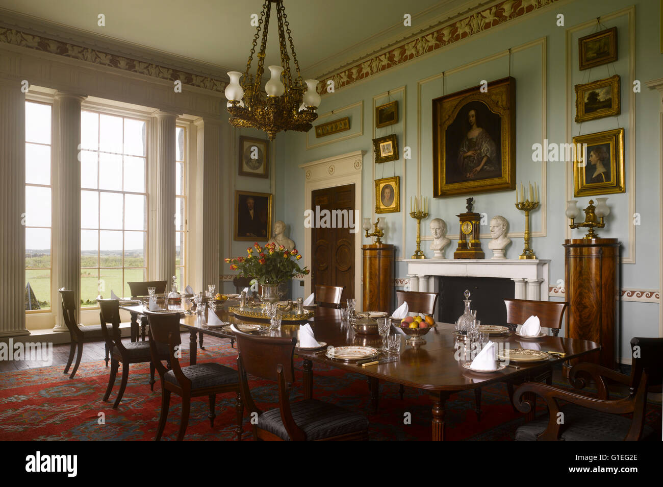 Cairness House, Fraserburgh, Aberdeenshire, Scotland. View of the grand ...