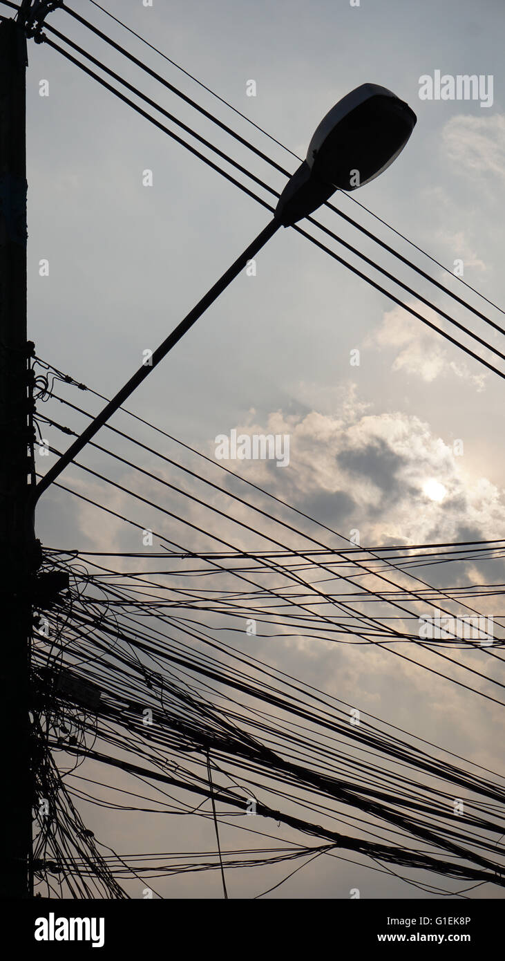 power lines in asian street Stock Photo - Alamy