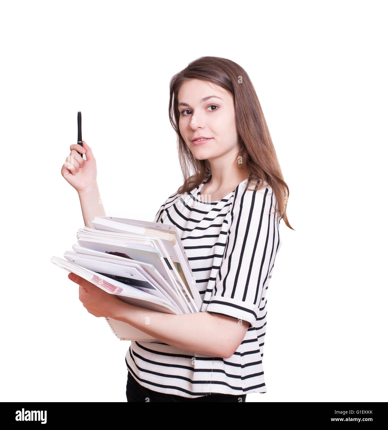 Nice female student smiling Stock Photo - Alamy