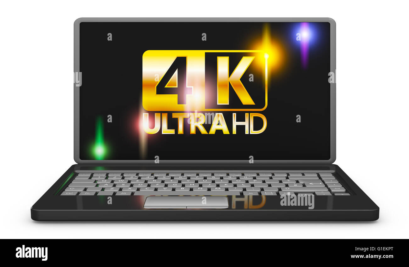 4K laptop on a white background, 3d render Stock Photo - Alamy