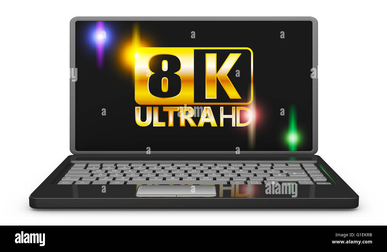 8K laptop on a white background, 3d render Stock Photo - Alamy
